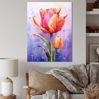 Designart "Purple Tulip Liquid Drip Dream I" Tulip Wall Art - Bed Bath & Beyond - 40006969